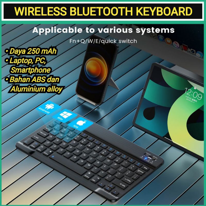 Jual Wireless Bluetooth Keyboard Rechargeable 10 Inch - JP100 - Kimsnot ...
