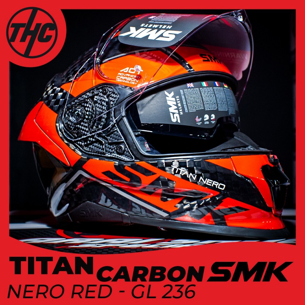 Jual HELM SMK TITAN CARBON NERO RED FULL FACE TOURING HELMET SMK ...