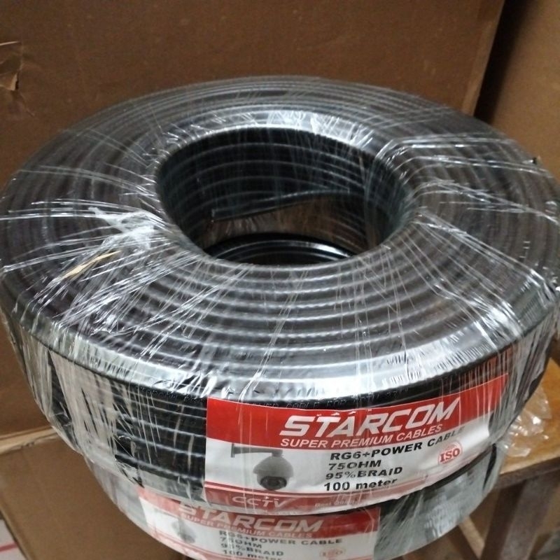 Jual KABEL CCTV STARCOM RG59 + POWER ATAU KABEL RG6+ POWER 100M | Shopee Indonesia