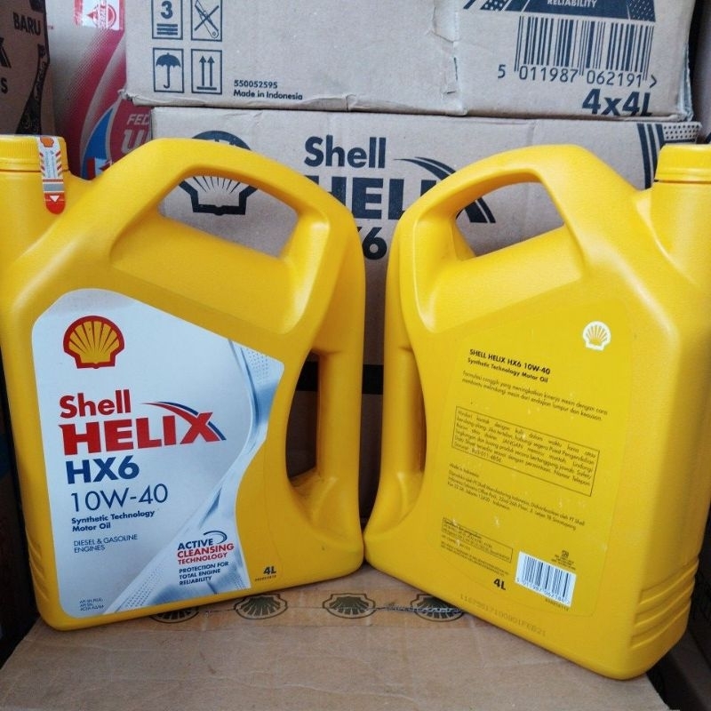 Jual oli mobil shell helix HX6 4 liter galon 10W-40 isi 4 galon (dus ...