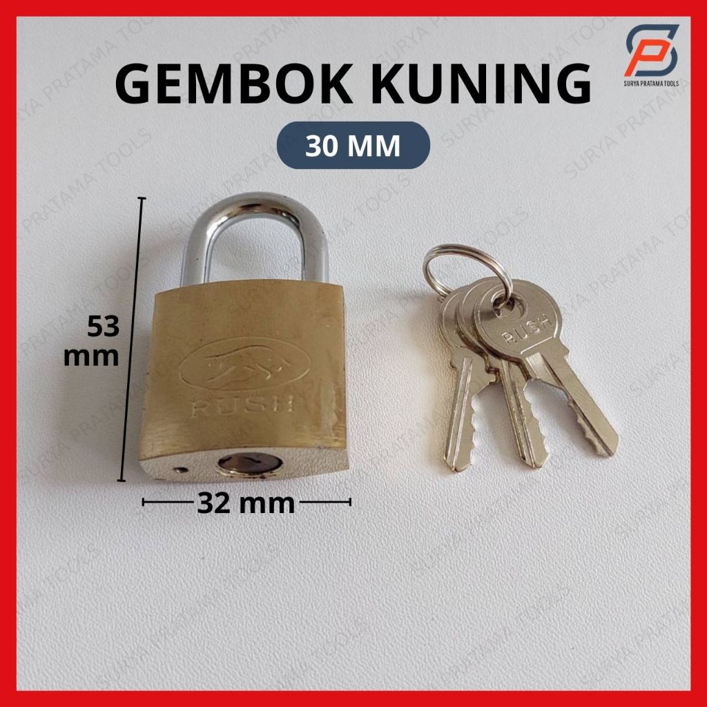 Jual Gembok Kuning 30mm Tebal Pintu Pagar Gudang Gembok Emas 30 mm ...