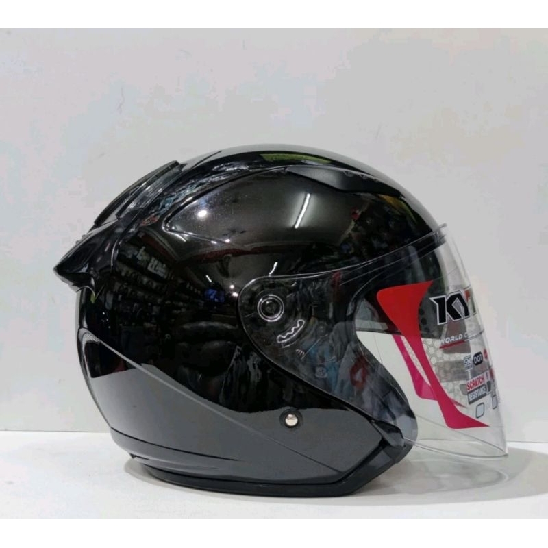 Jual KYT GALAXY FLAT R SOLID BLACK GLOSSY ORIGINAL | DOUBLE VISOR ...