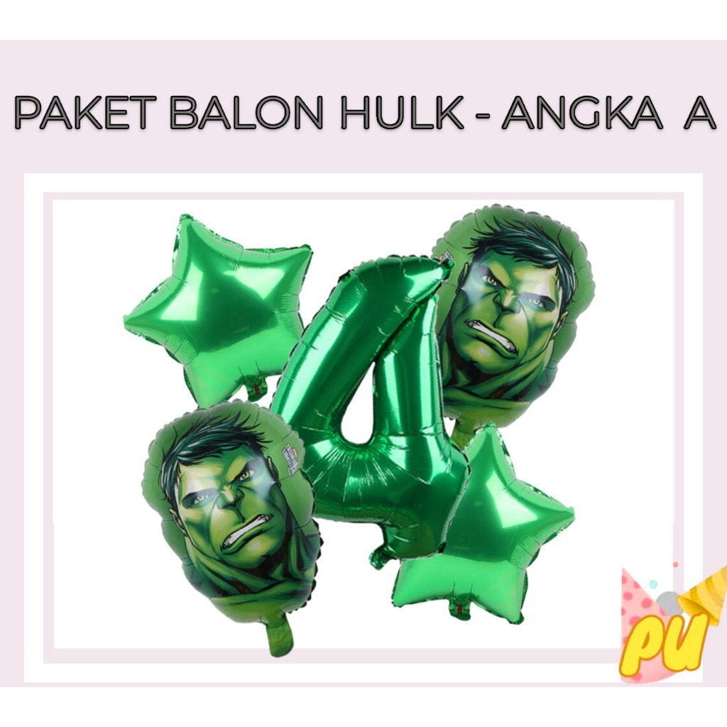 Jual Paket Balon HULK Angka A / Dekorasi Ulang Tahun Hulk Avengers ...