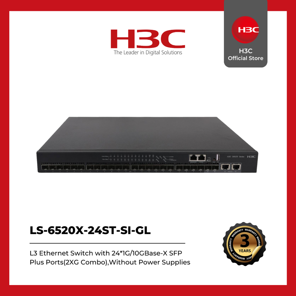 Jual H3C LS-6520X-24ST-SI-GL 24*10G SFP PORTS (2XG COMBO) L3 SFP SWITCH ...