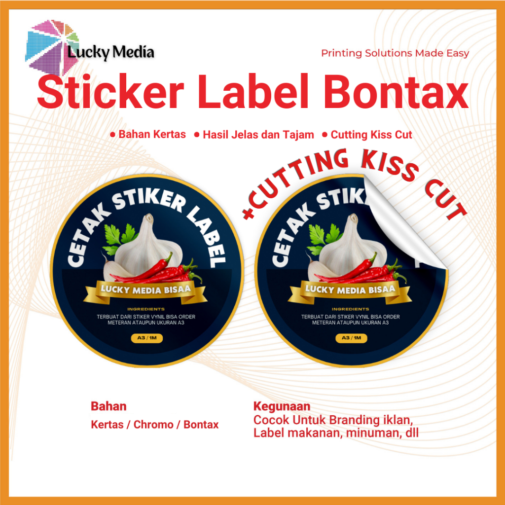 Jual Cetak Sticker A3+ Label Bontax Cutting Kiss Cut Stiker Kertas ...
