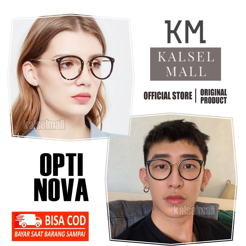 Jual Kalsel Mall - Kacamata Lensa Bening OPTI NOVA Bentuk Oval Metal Leopard Frame Gaya Retro ...