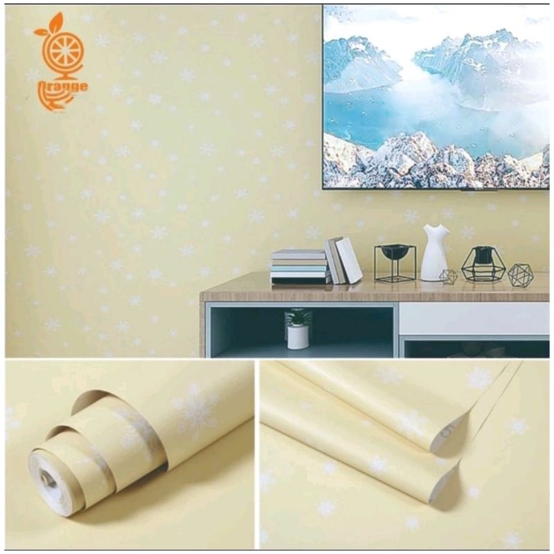 Jual Wallpaper Dinding Salju Kuning Muda Wallpaper Dinding Kamar Polos ...