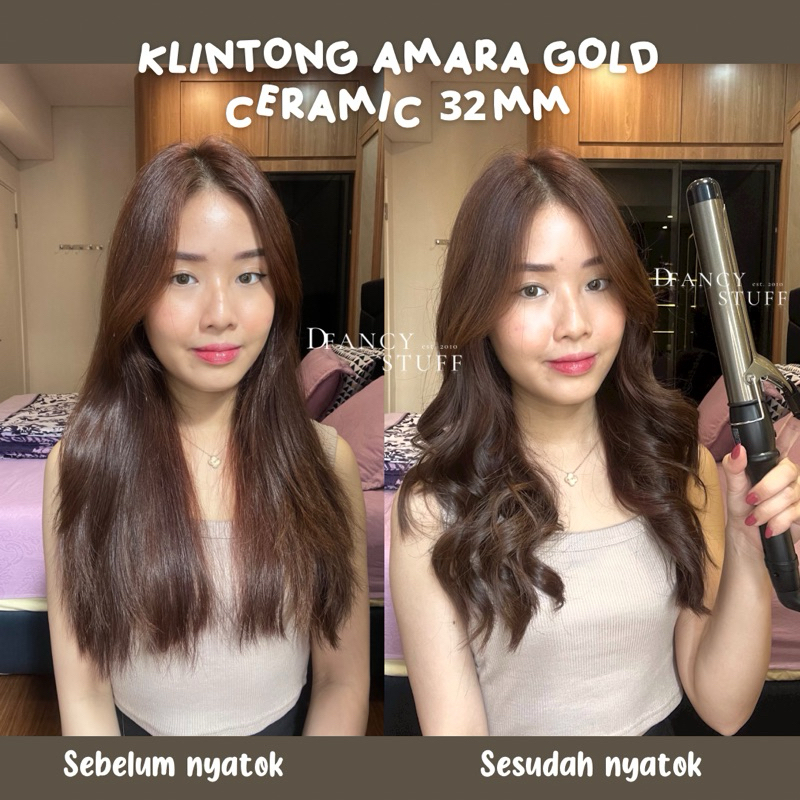 Jual Klintong Amara Gold Ceramic 28mm 32mm 38mm Original - Catokan Curly Keriting Rambut ...