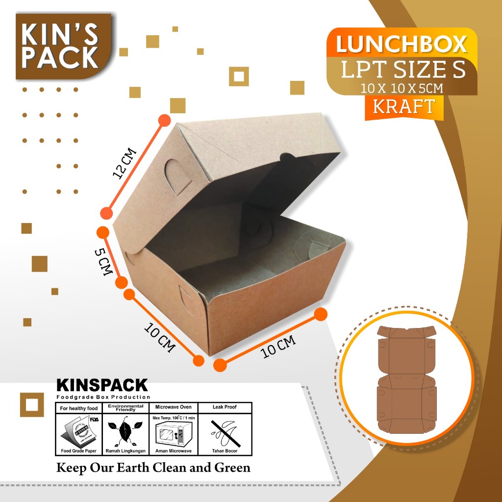 Jual Paper Lunch Box Kraft / Craft S Laminasi PE Model Lipatan / Selip ...
