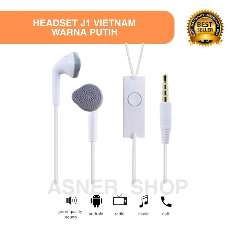Jual Headset samsung J1 vietnam Hf Copotan Mic Telepon Packing Plastik ...