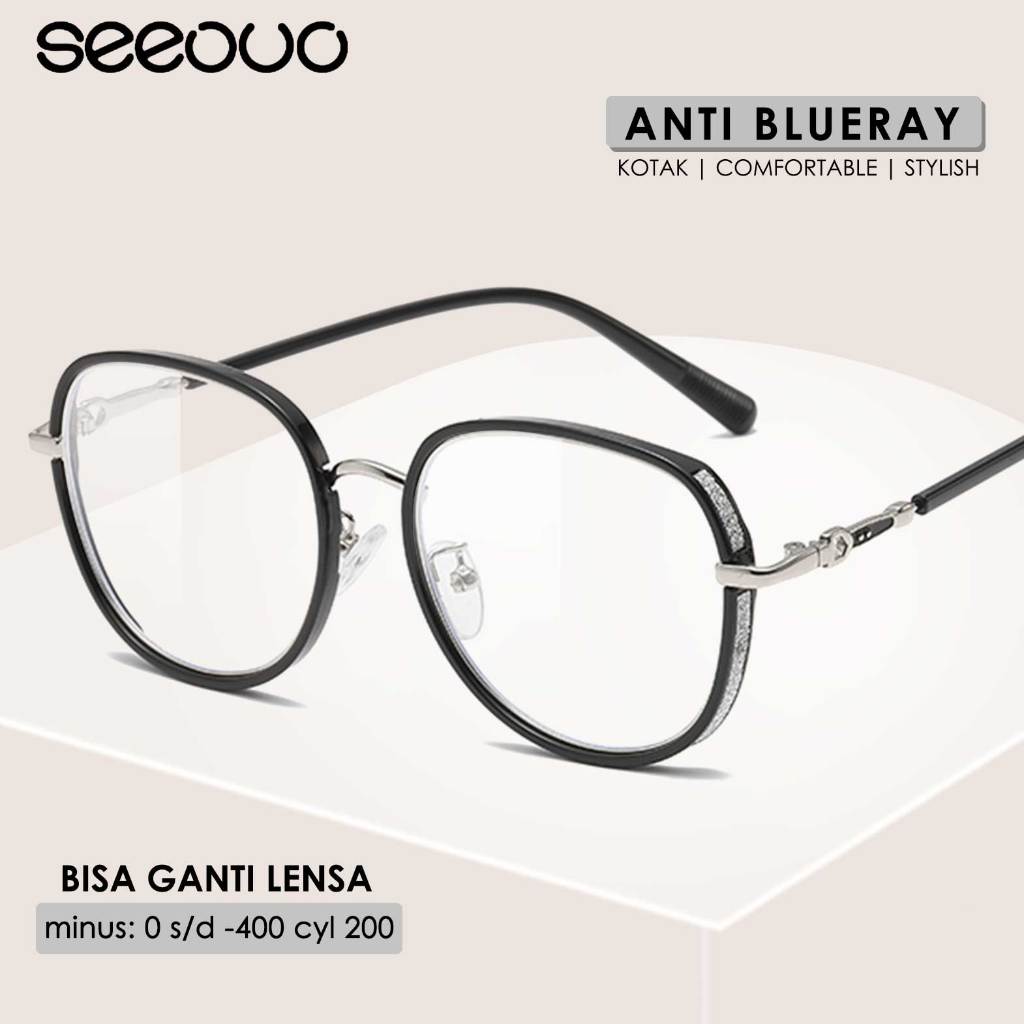 Jual Seeouo Kacamata Antiradiasi Blueray Model Kotak Stylish Comfortable Bahan TR90+Metal Pria ...