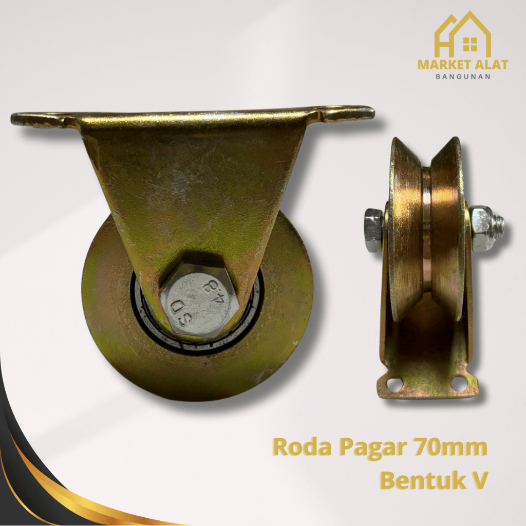 Jual Roda Gerbang Pagar Besi 80 MM Model V Bahan Galvanis Kuningan ...