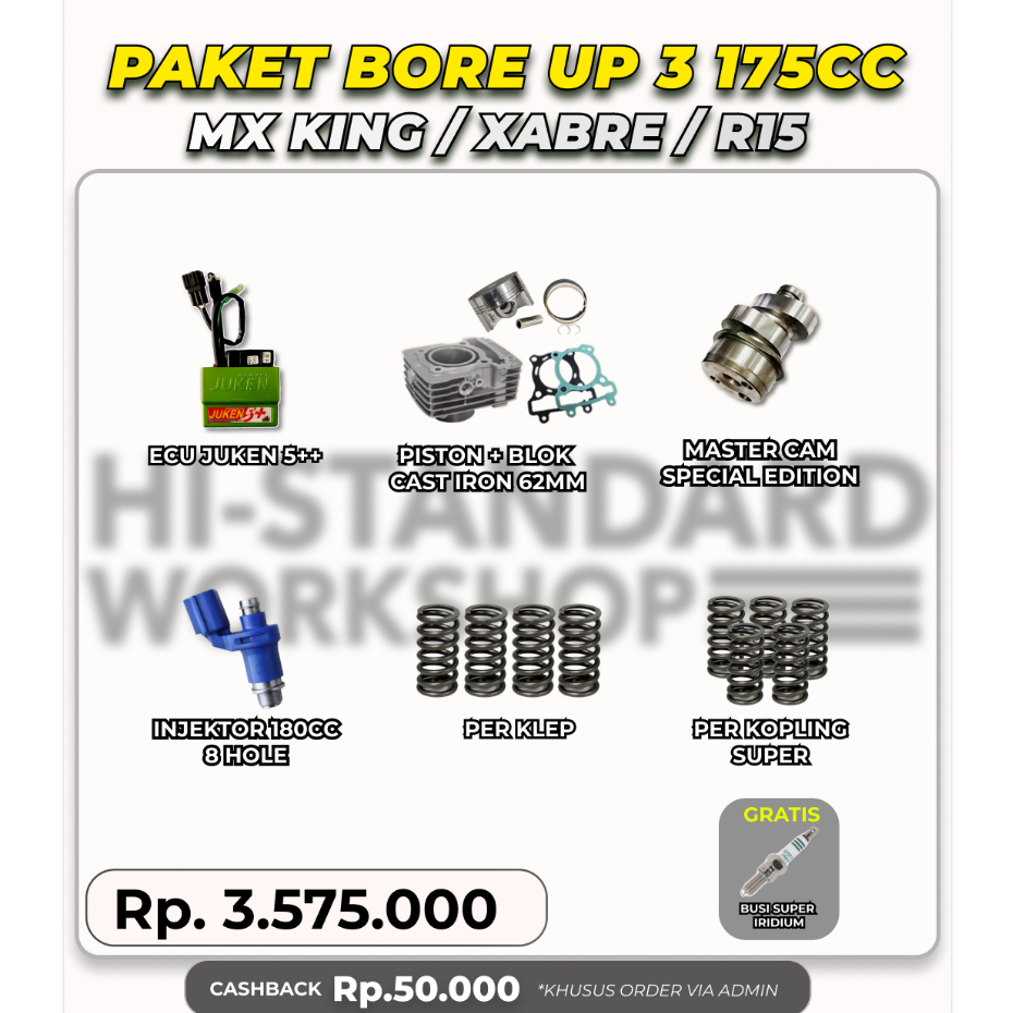 Jual (MX KING/XABRE/R15) PAKET BORE UP 3 FULL BRT ECU JUKEN 5 BLOK CAST ...