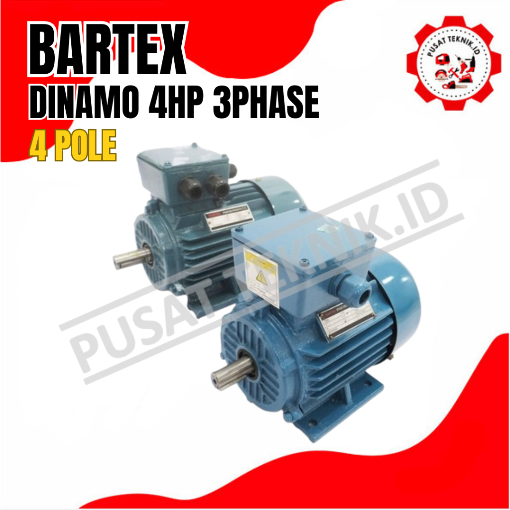 Jual DINAMO BARTEX 3 PHASE 4 POLE/ELEKTRO 4HP MOTOR BARTEX 1400 RPM 3 PHASE 4HP | Shopee Indonesia
