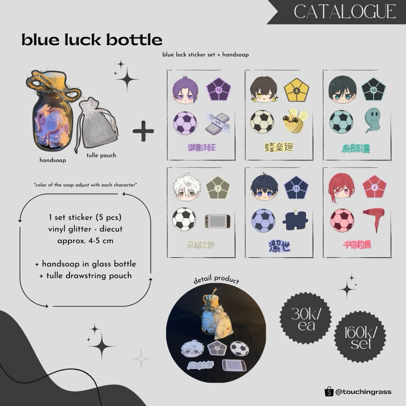 Jual Blue Luck Bottle (Blue Lock Sticker Set + Handsoap) | Stiker Anime ...