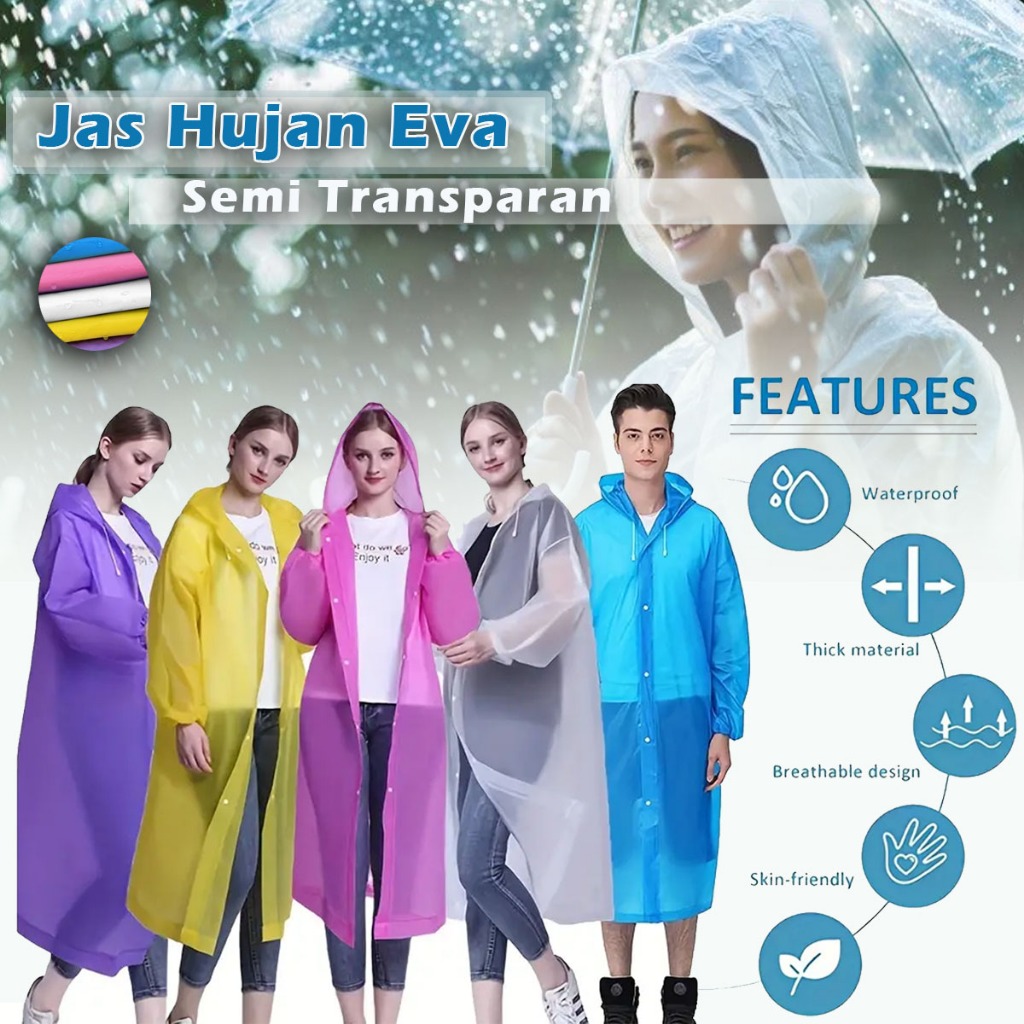Jual Jas Hujan Dewasa Terusan EVA - Raincoat Mantel Hujan Terusan ...