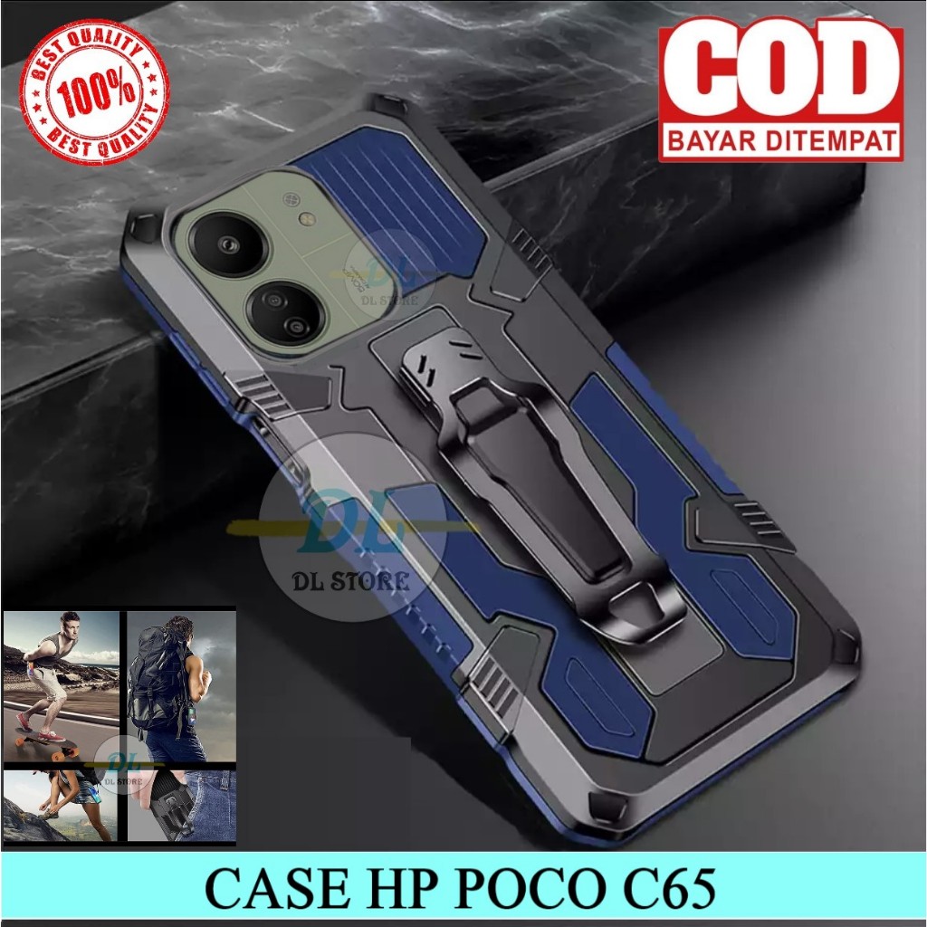 Jual CASING HP UNTUK POCO C65 CASE STANDING BACK KLIP HARD CASE ROBOT ...