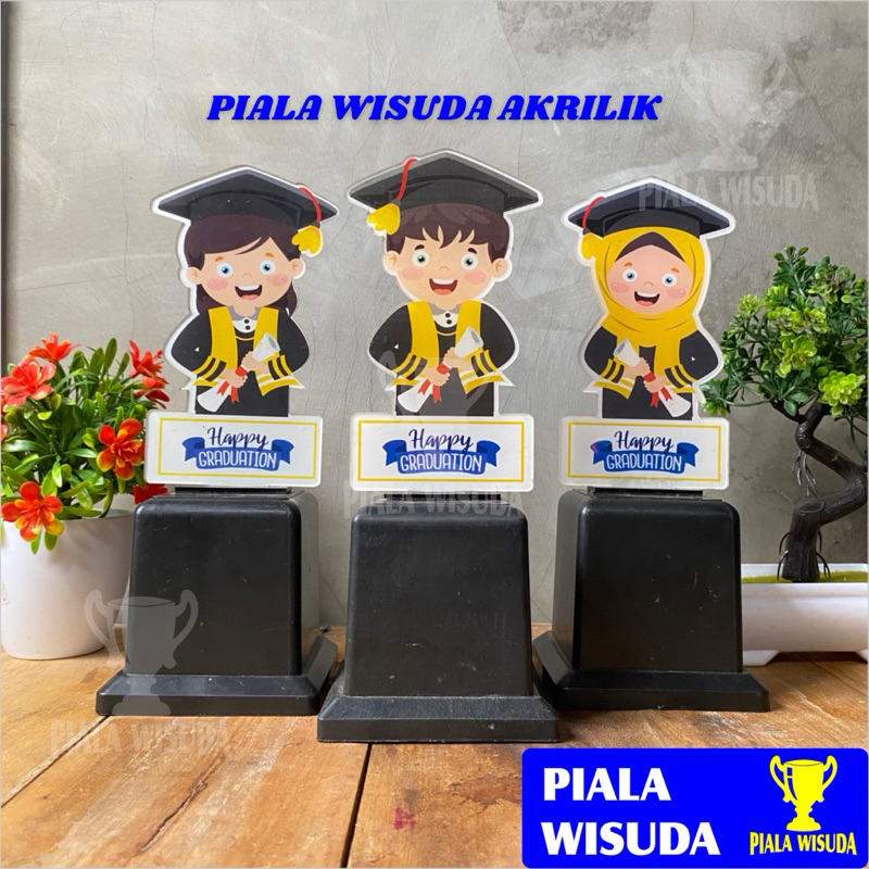 Jual piala wisuda ( HAPPY GRADUATION NON HIJAB ) termurah piala wisuda ...