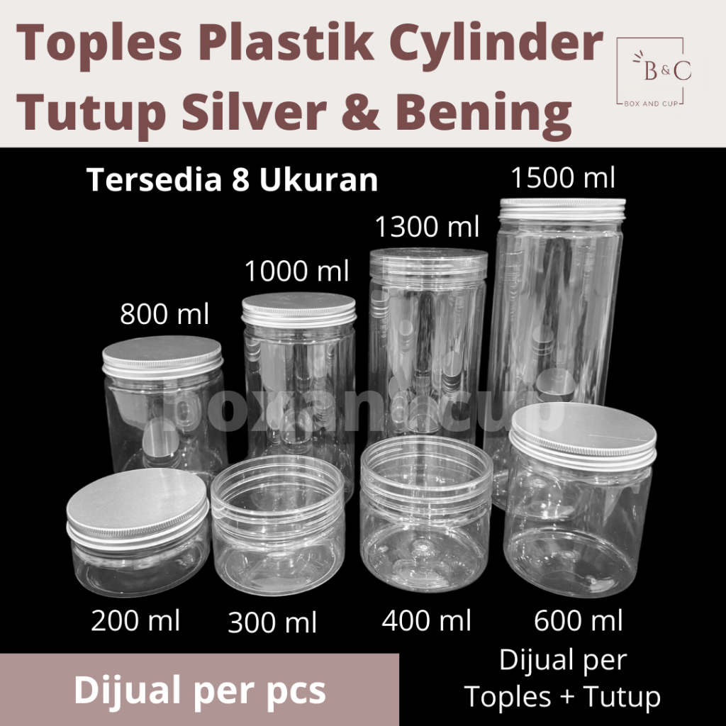 Jual Toples / Stoples / Tabung / Jar Plastik PET Cylinder Tutup ...