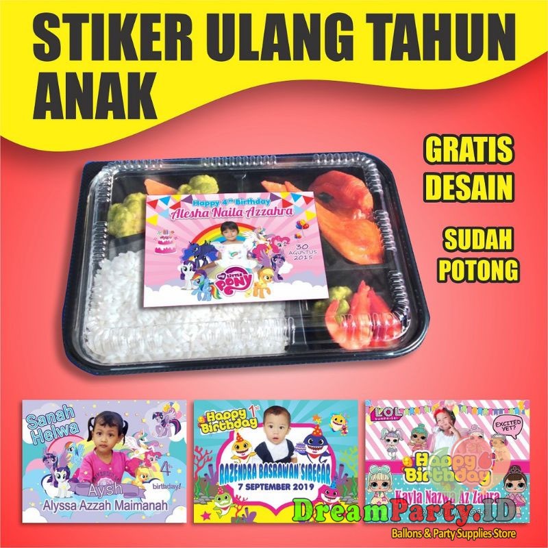 Jual ️STICKER ULTAH ANAK PERSEGI / STICKER BENTO / STICKER LUNCHBOX️ ...