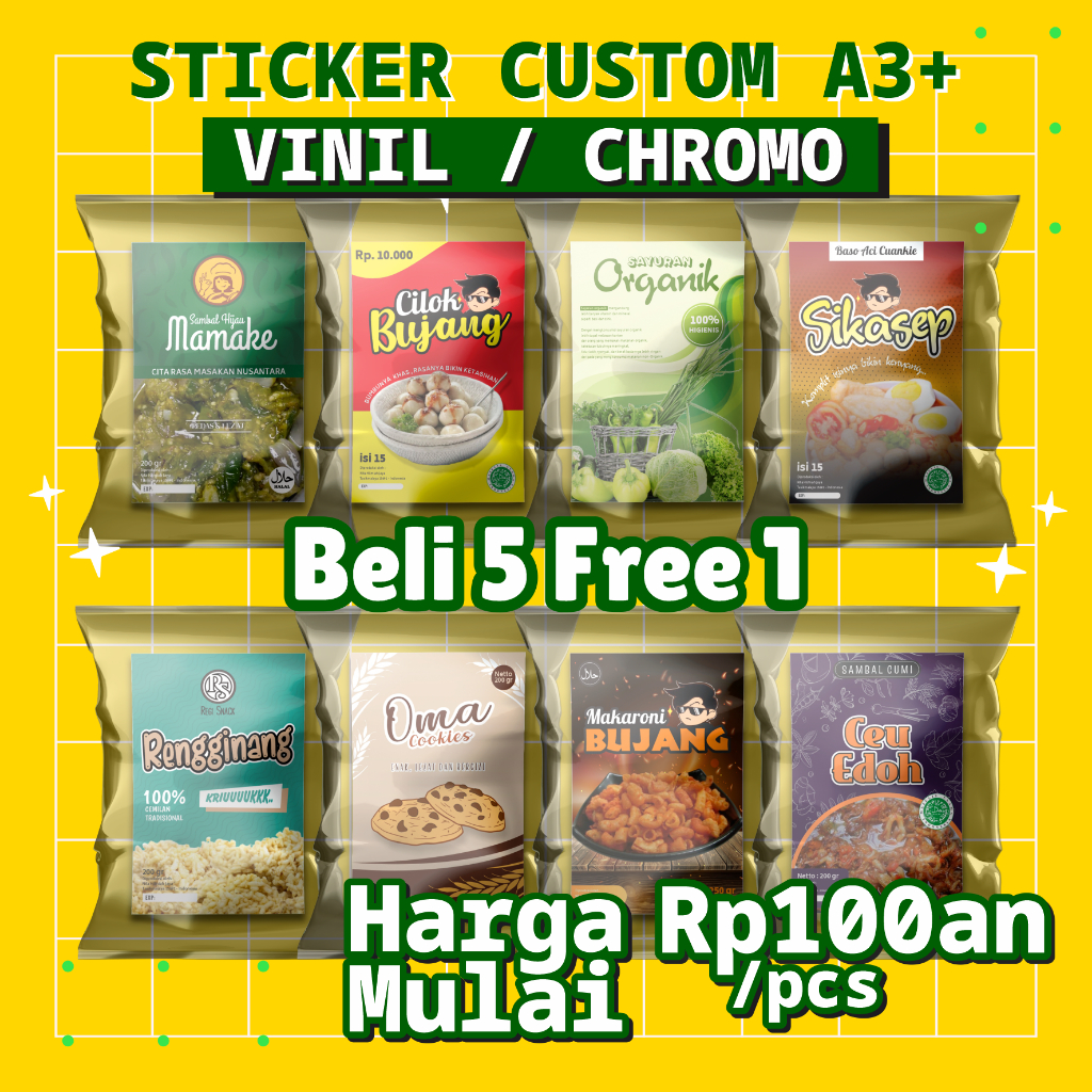 Jual cetak stiker label kemasan olshop kue bakery makanan thank you ...