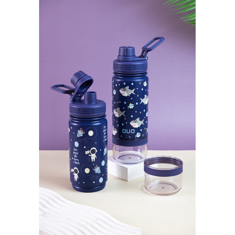 Jual DUO botol minum anak stainless termasuk tempat snack | Shopee ...