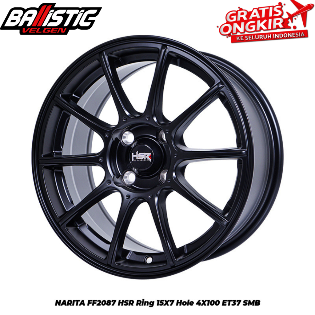Jual Velg racing mobil brio freed mobilio ring 15 HSR Narita R15 lebar 7 black | Shopee Indonesia