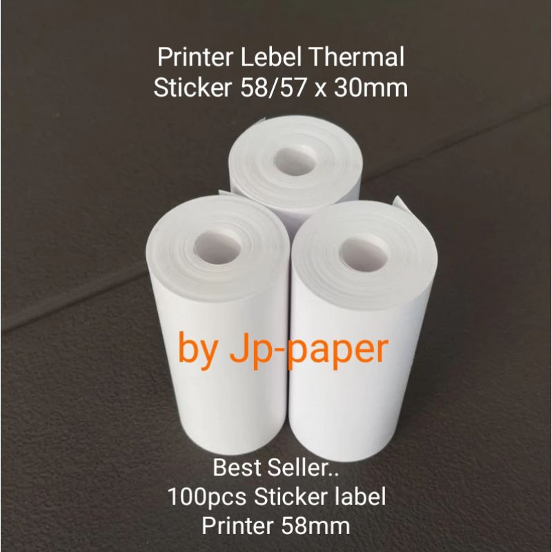 Jual 100pcs Kertas Sticker Label Thermal 57mm x 30mm 5 Meter | Shopee ...