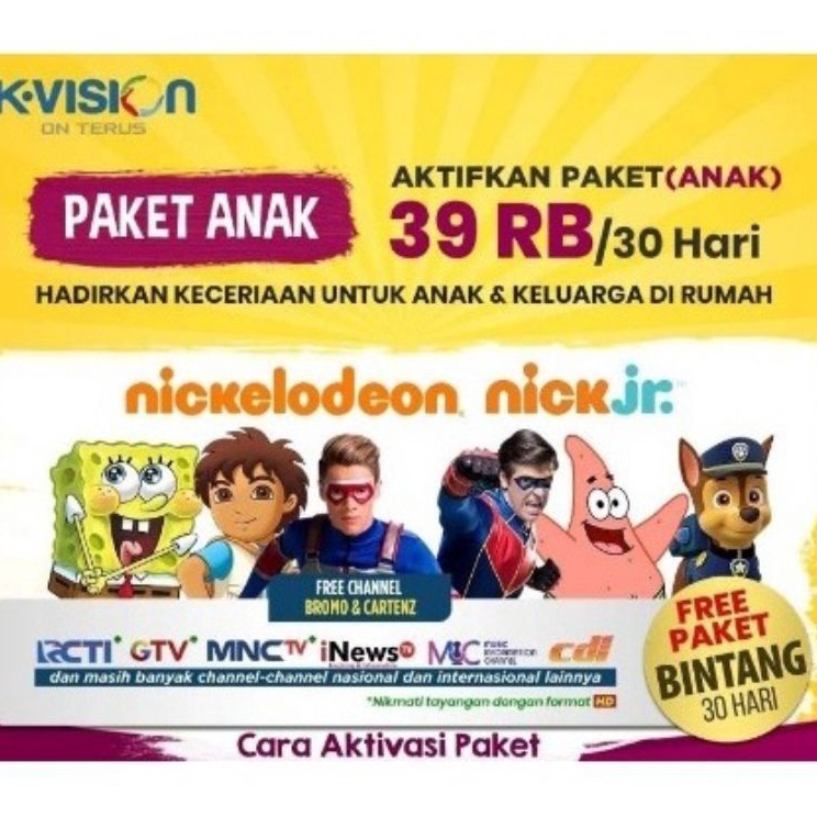 Jual DM KVISION PAKET ANAK kids 3 hari nick jr nickelodeon GOL GARDINER OPTUS LGSAT BROMO ...