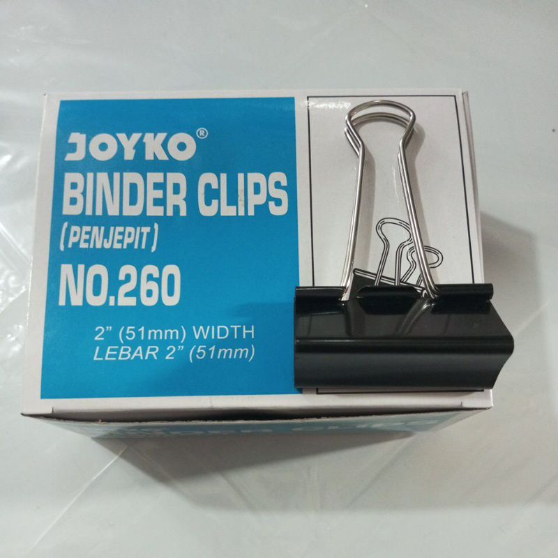 Jual BINDER CLIP JOYKO NO.260 / PENJEPIT KERTAS JOYKO BESAR 1PAK ISI ...