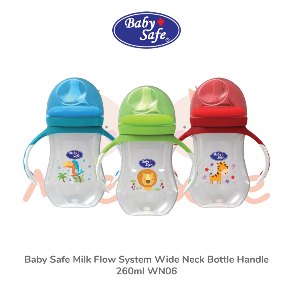 Jual Baby Safe Milk Flow System 3m+ Wide Neck Bottle With Handle 260ml ...