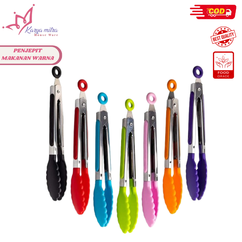 Jual Japit Pir Silikon/Penjepit Makanan Gagang Warna/Jepit Kue ...