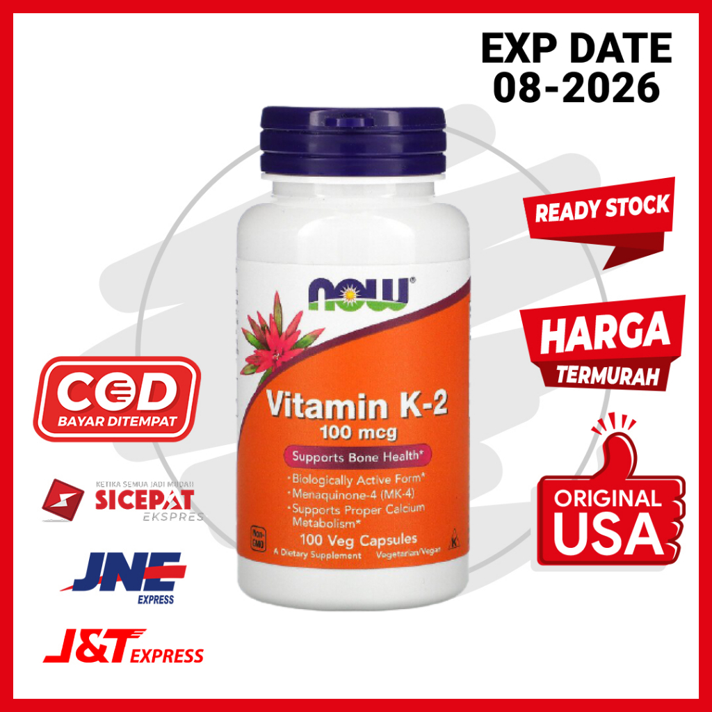 Jual Vitamin K2 K-2 100 mcg Now Foods 100 Veg Capsules | Shopee Indonesia