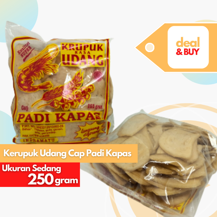 Jual Kerupuk Udang Ukuran Sedang Cap Padi Kapas 250gr | Shopee Indonesia