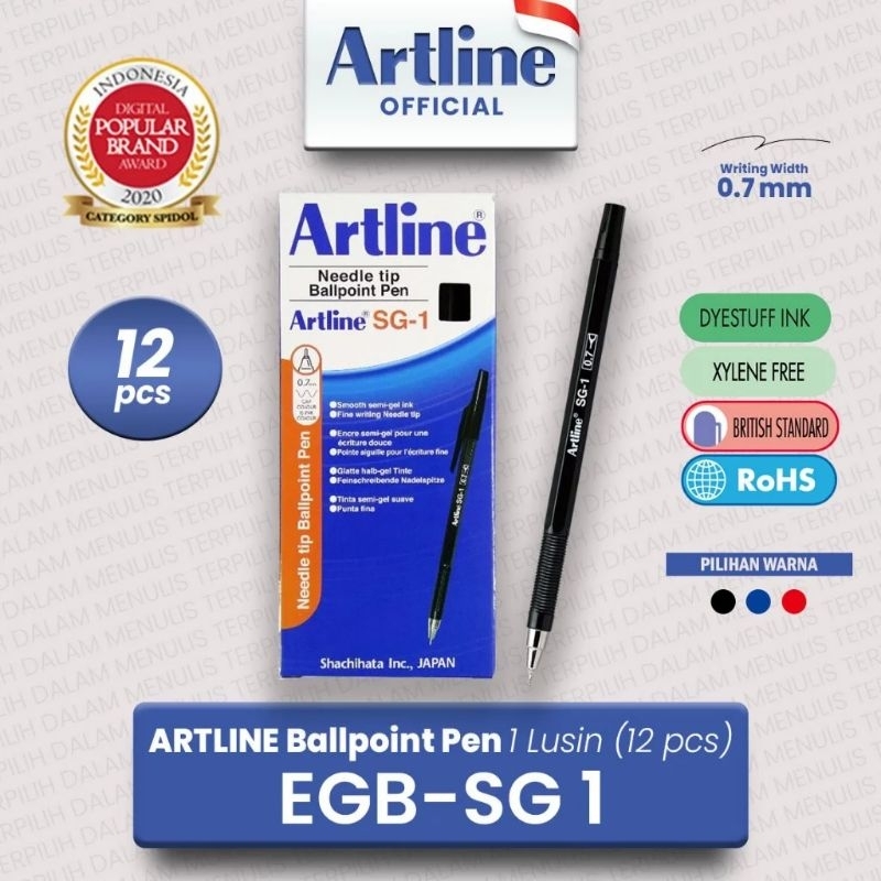 Jual Pulpen Artline SG-1 / pulpen artline hitam per pak isi 12 pcs ...