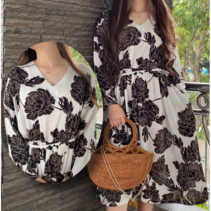 Jual SAVINHOMEWEAR - Camelia Dress Rumahan Motif Batik Lengan Panjang V ...