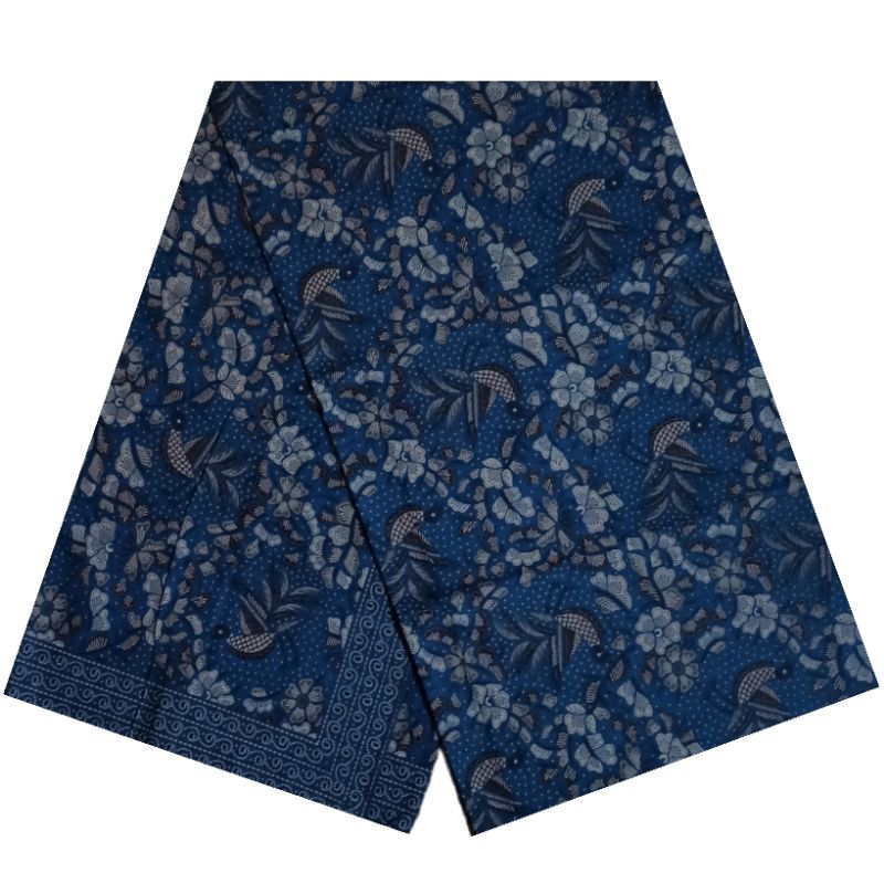 Jual Kain Batik Premium Katun Motif Bunga Semanggi Biru | Shopee Indonesia