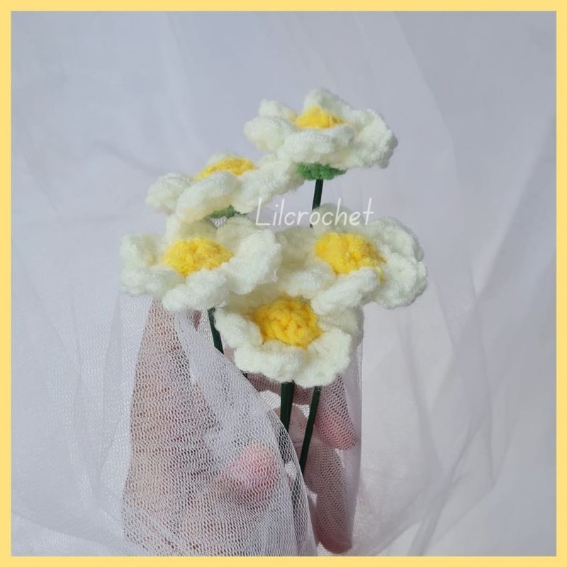 Jual Bunga Rajut Amigurumi Mini Daisy untuk bahan buket bouquet atau ...