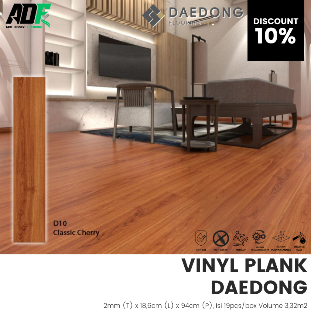 Jual TERBARU!! Lantai Vinyl Plank DAEDONG Tebal 2mm Motif Kayu / Wood | Shopee Indonesia