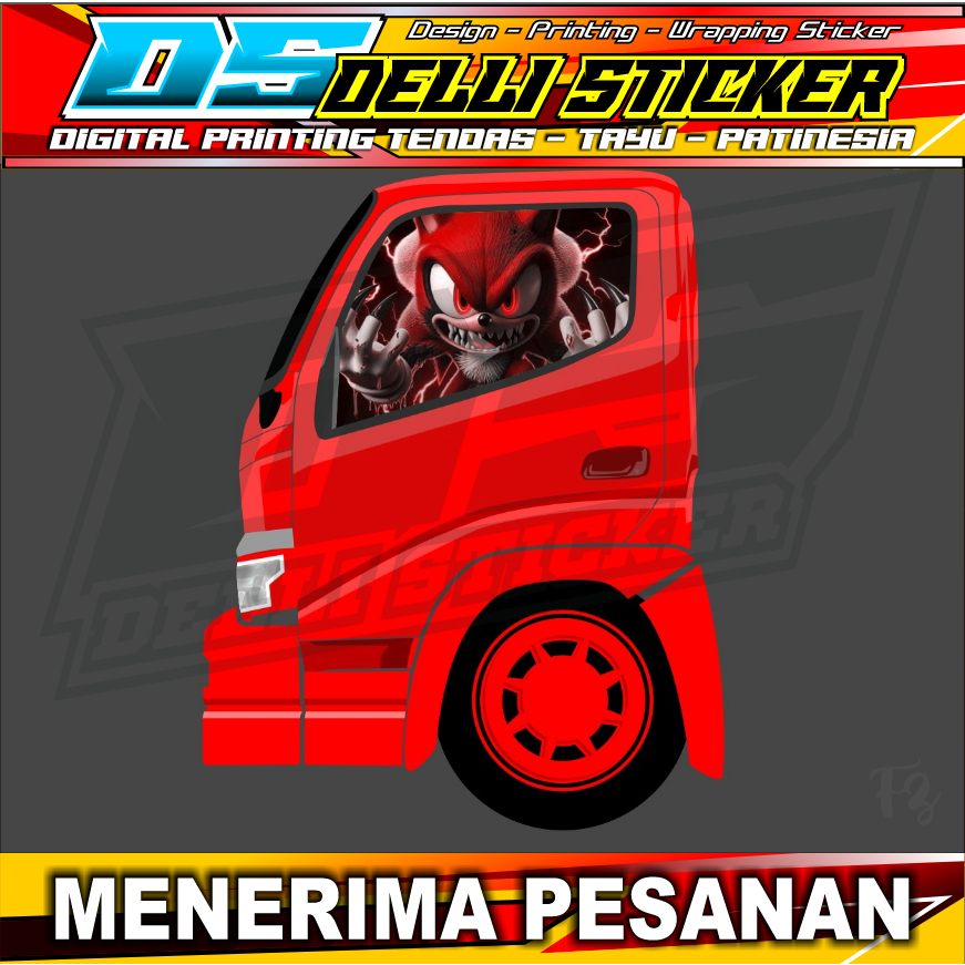 Jual Stiker One Way Kaca Pintu Samping Dyna Variasi Gambar Sonic Merah ...