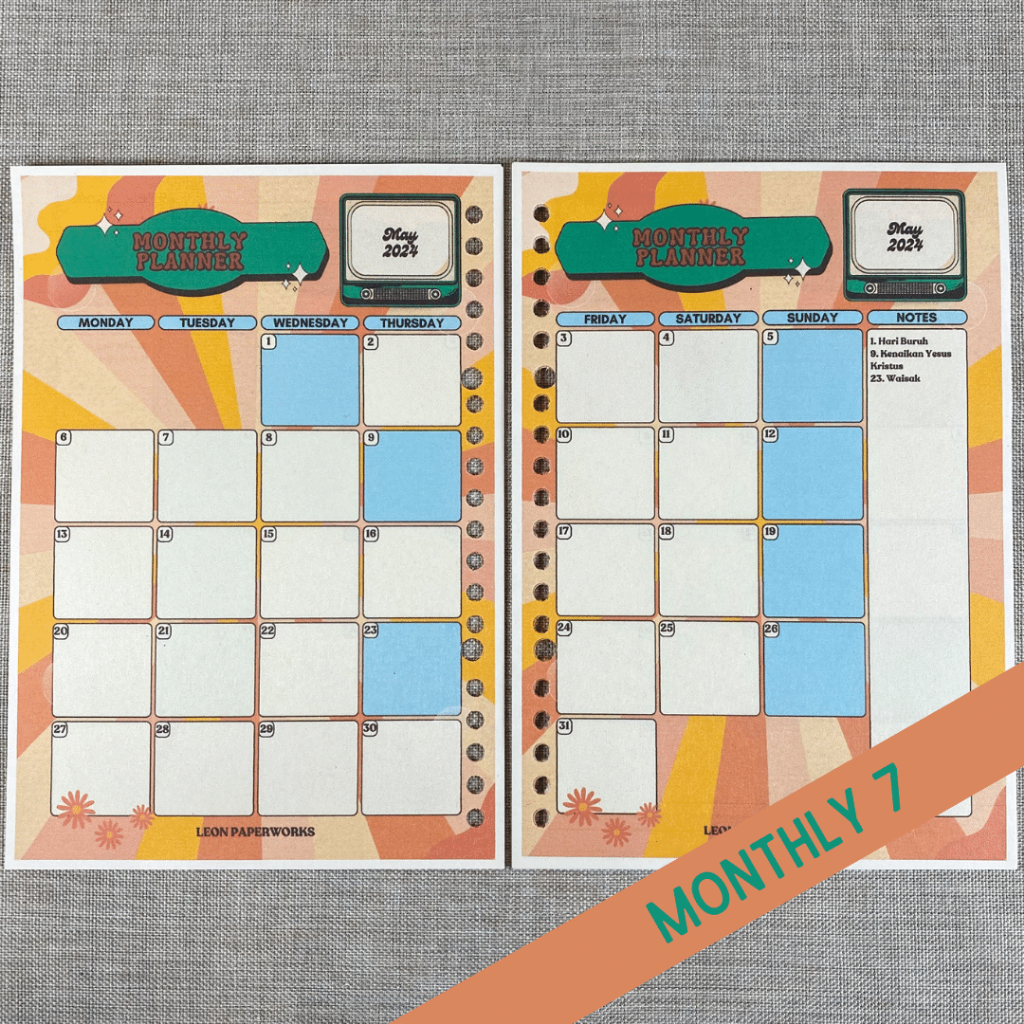 Jual Monthly Planner Kalender Tanggal Loose Leaf A5 Full Color Isi ...