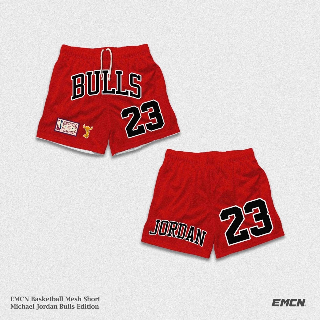 Jual EMCN Double Layer Mesh Short Michael Jordan Bulls Red | Shopee ...
