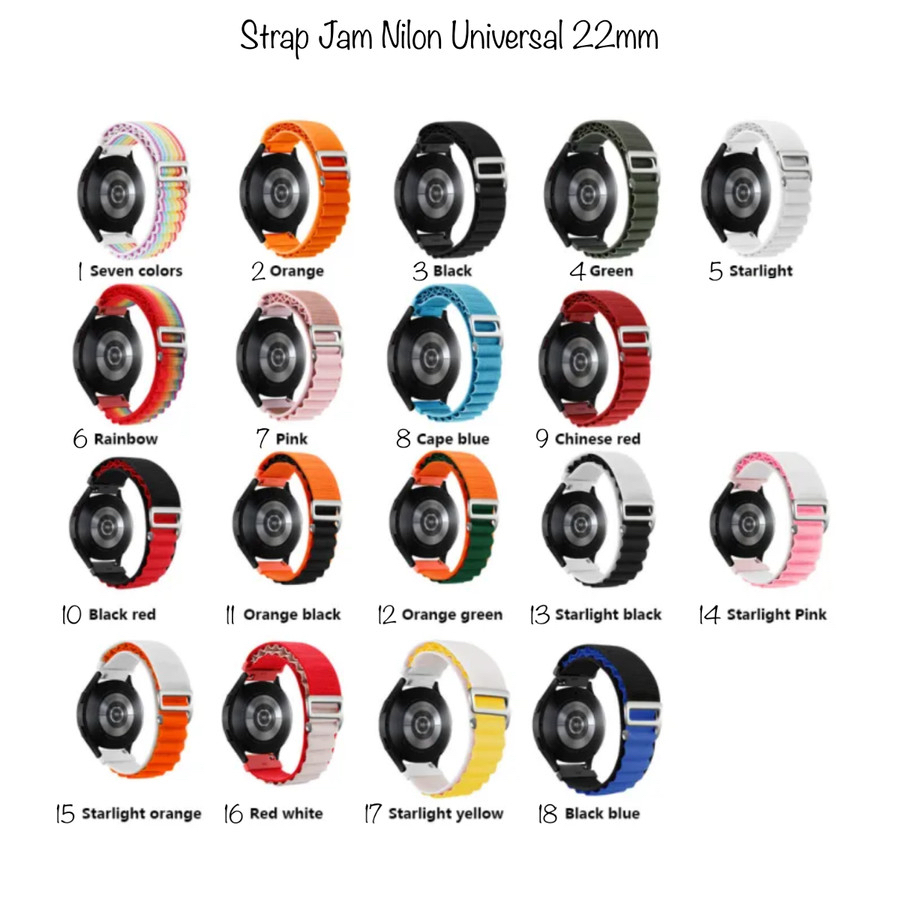 Jual CAL Strap Jam Tangan Nilon 22mm Universal Umum Dengan Pin Quick ...