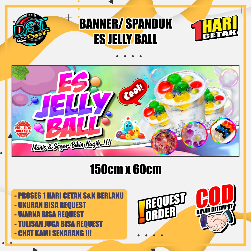 Jual BANNER / SPANDUK ES JELLY BALL 150 X 60 JAJANAN VIRALL | Shopee Indonesia