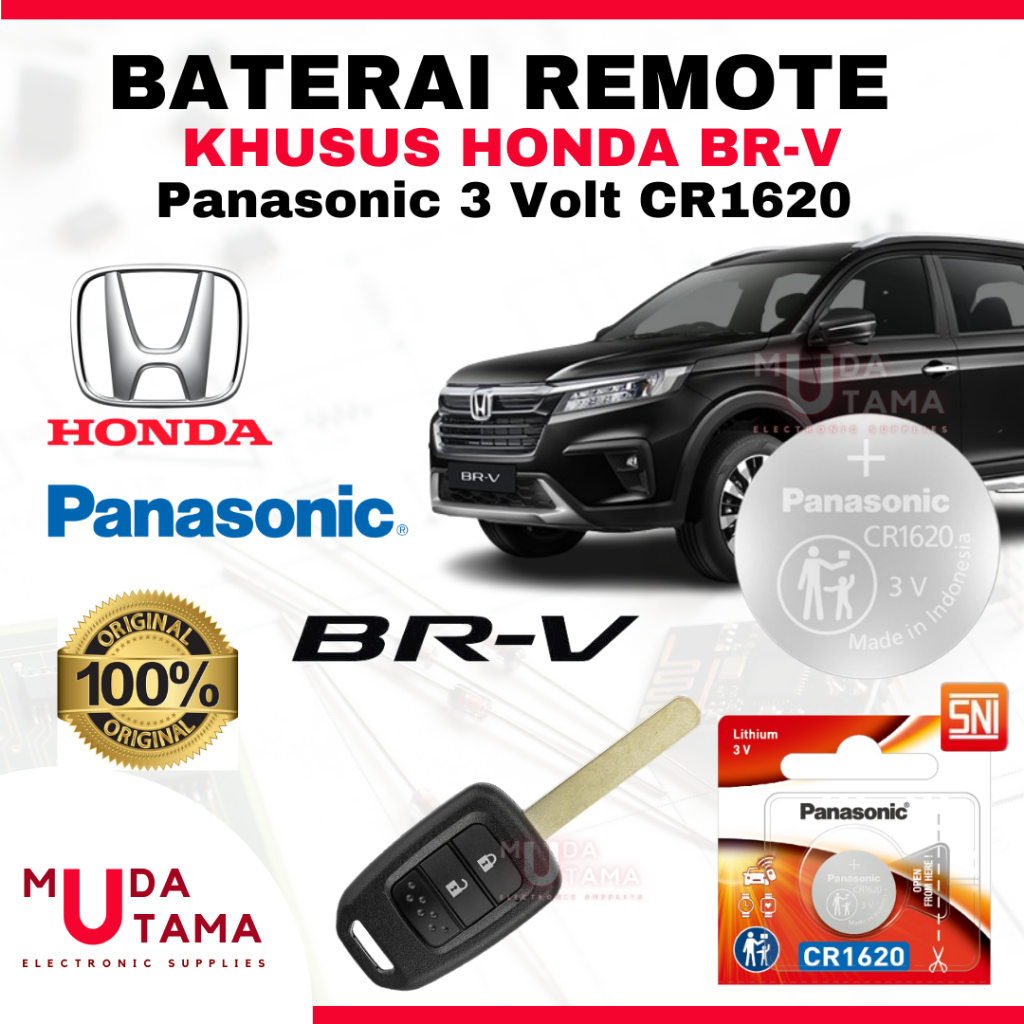 Jual Baterai Remote Mobil HONDA BRV - ORIGINAL PANASONIC CR1620 3 Volt ...