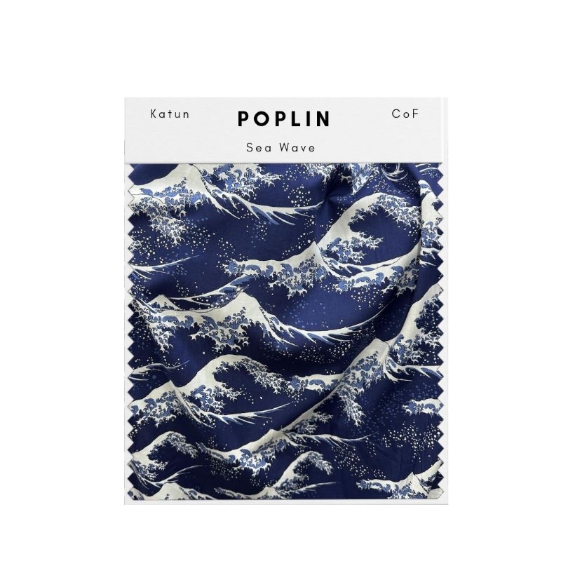 Jual Kain Bahan 100% Katun Poplin Motif Sea Wave | Shopee Indonesia
