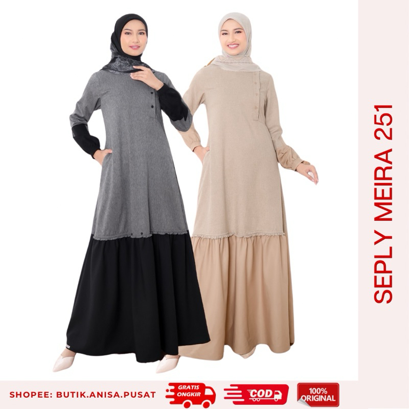 Jual SEPLY Gamis Meyra 251 Cream dan Black | Shopee Indonesia
