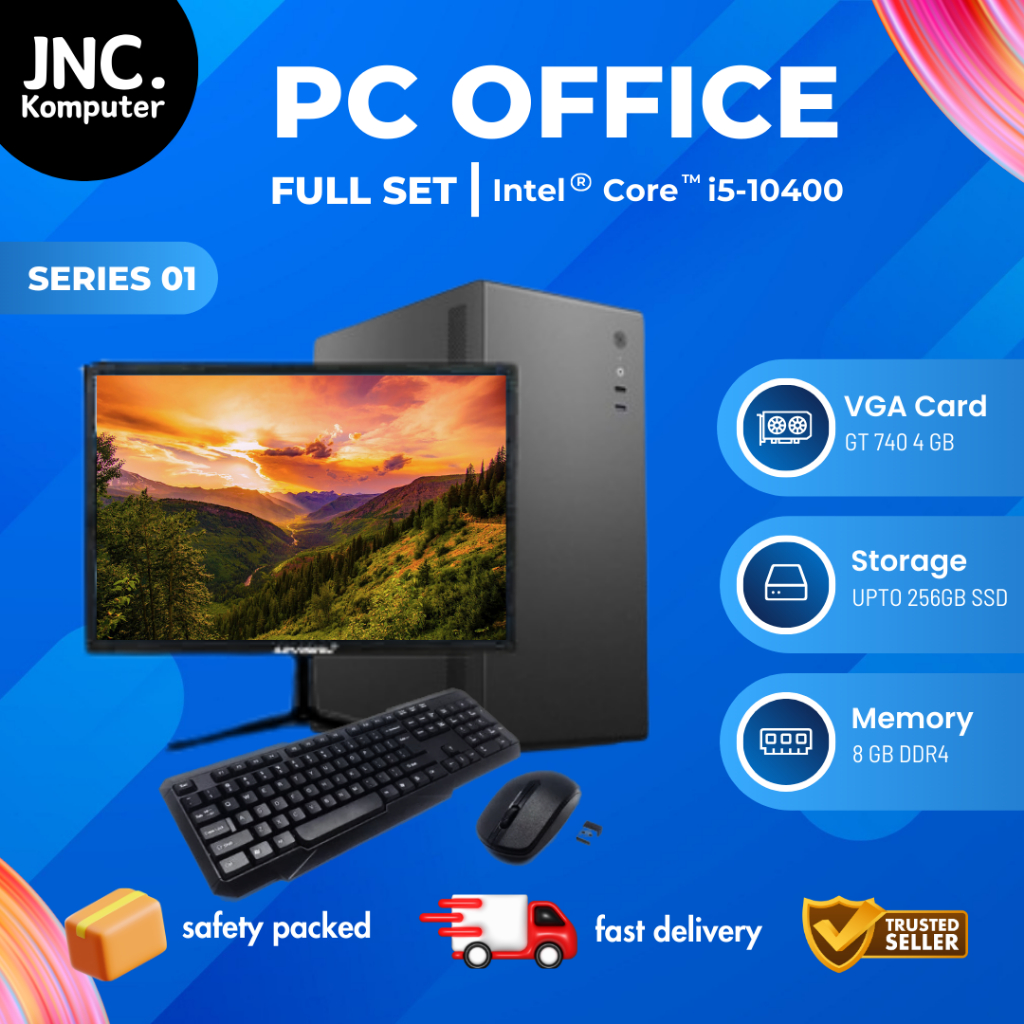 Jual PC OFFICE RAKITAN FULLSET Core i5 10400 GEN 10 Ram up to 16GB HDD SSD + Monitor 18.5 Inch ...