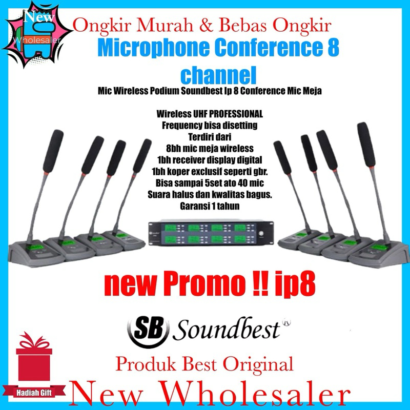 Jual Mic Meja podiom 8 Ch Soundbest Ip8 Conference New Original wireless | Shopee Indonesia