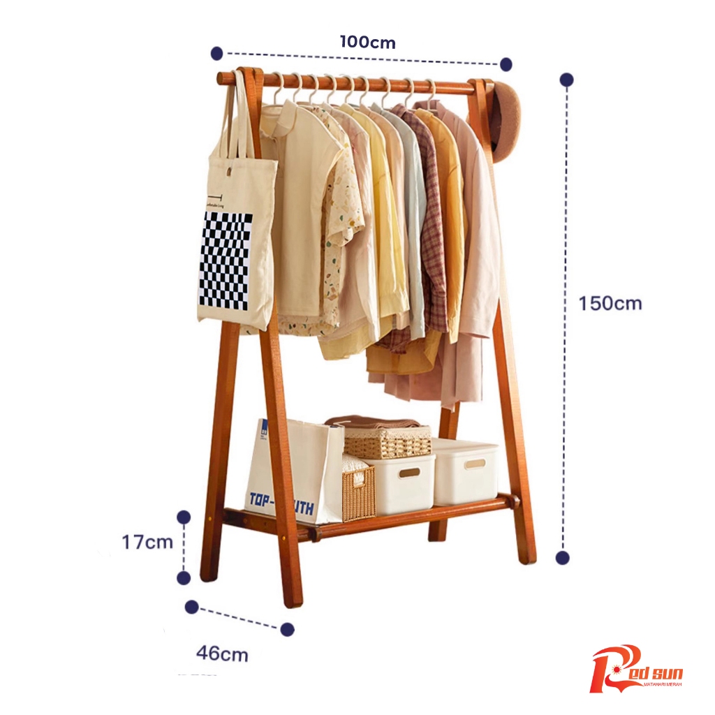 Jual gantungan baju rak baju gantung kayu solid stand hanger gantungan ...